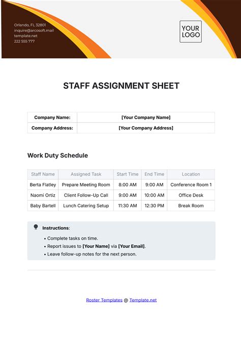 Free Duty Roster Template To Edit Online