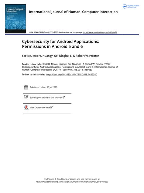 Cybersecurity For Android Applications Permissions In Android 5 And 6