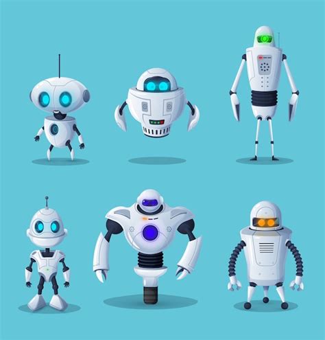 Personajes de dibujos animados de robots de tecnología y ciencia futura