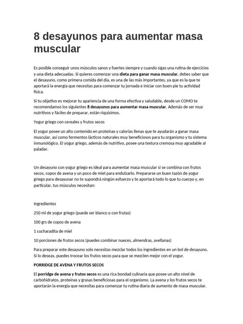 Recetas Para Aumentar Masa Muscular Pdf