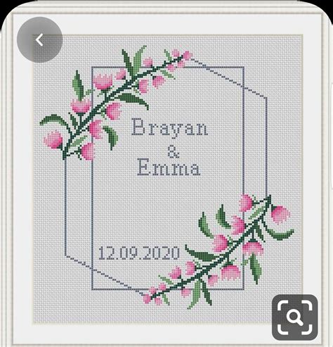 Personalized Wedding Cross Stitch Pattern Green Wreath Wedding Etsy
