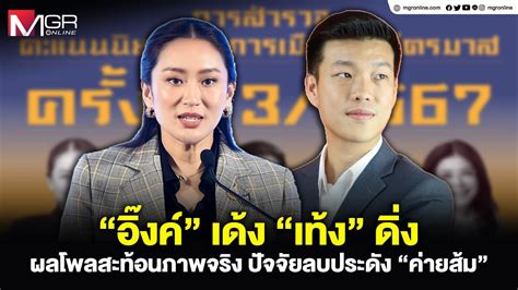 “อิ๊งค์” เด้ง “เท้ง” ดิ่ง ผลโพลสะท้อนภาพจริง ปัจจัยลบประดัง “ค่ายส้ม