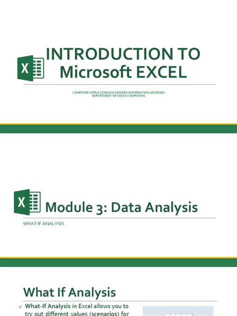 Module 3 Continued Data Analysis In Excel Pdf Sensitivity