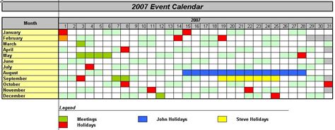 Business Calendar Template Excel