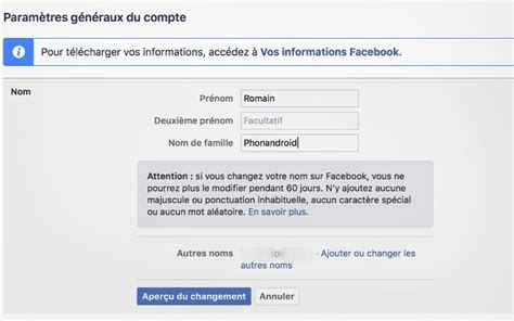 Facebook comment changer son nom sur le réseau social