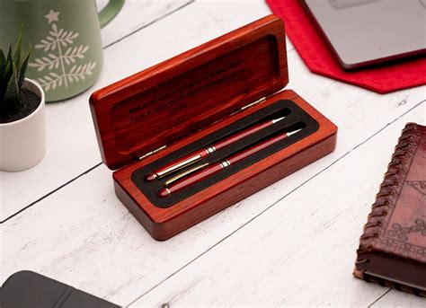 Personalized Pen Case Rosewood Pen Box Wood Custom Pen Set Engraved