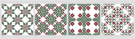 Set Of Ethnic Seamless Patterns Geometric Abstract Two Color Patterns