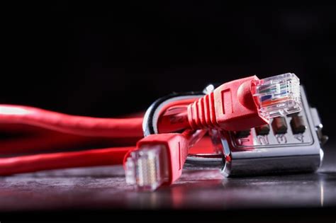 Premium Photo Red Network Cable With Code Number Lock