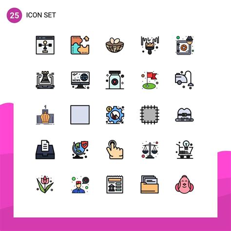 User Interface Pack Of 25 Basic Filled Line Flat Colors Of Hobby Color Jigsaw Brush Egg Editable