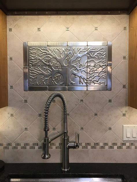Tree Of Life Backsplash Kitchen Backsplash 20 Tiles Etsy Silver Tile
