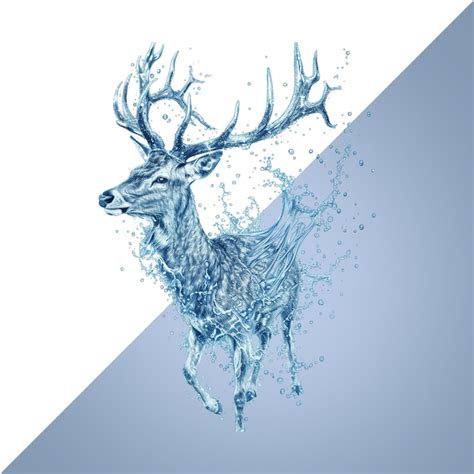 водяной брызг в форме оленя на прозрачном фоне Премиум Ai сгенерированный Psd