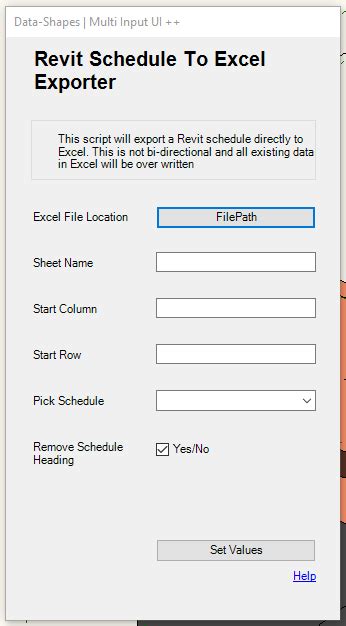using data shapes to export revit schedule to excel revit dynamo