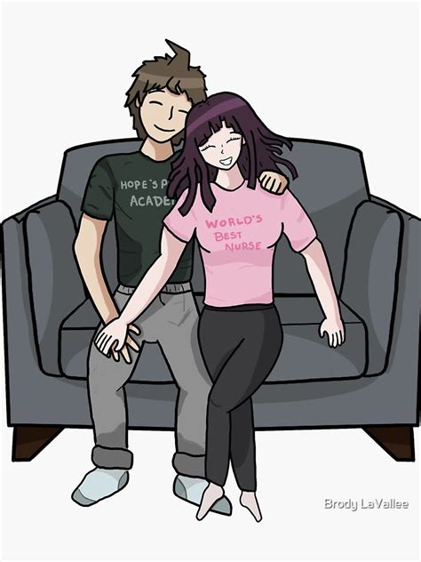 Hajime Hinata And Mikan Tsumiki Cuddling Sticker By Brodylavallee Redbubble