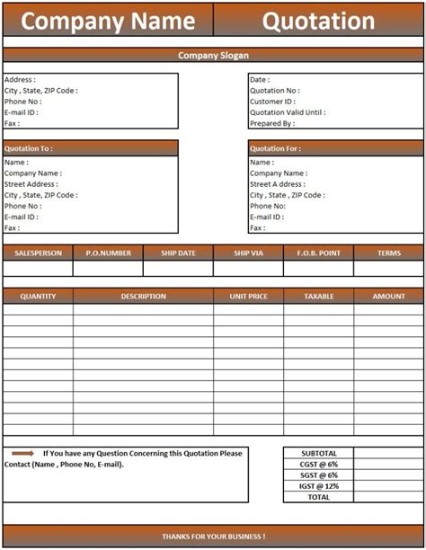 Quotation Format In Excel Download Download Quotation Format In Excel