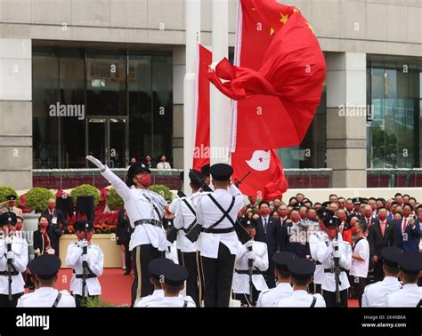 Flag Raising Ceremony At Golden Bauhinia Square During A National Day
