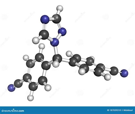 Letrozole Breast Cancer Drug Molecule Aromatase Inhibitor Atoms Are