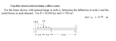 Solved Using Finite Element Method Including A Stiffness