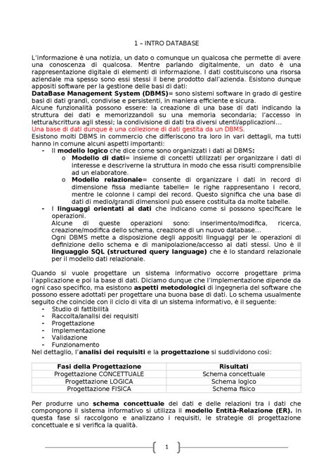 Riassunto Database Antonio Tufano Docsity