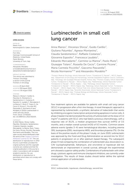 Pdf Lurbinectedin In Small Cell Lung Cancer