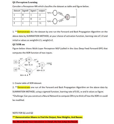 Solved Q Perceptron Learning Consider A Perceptron Nn Which Chegg