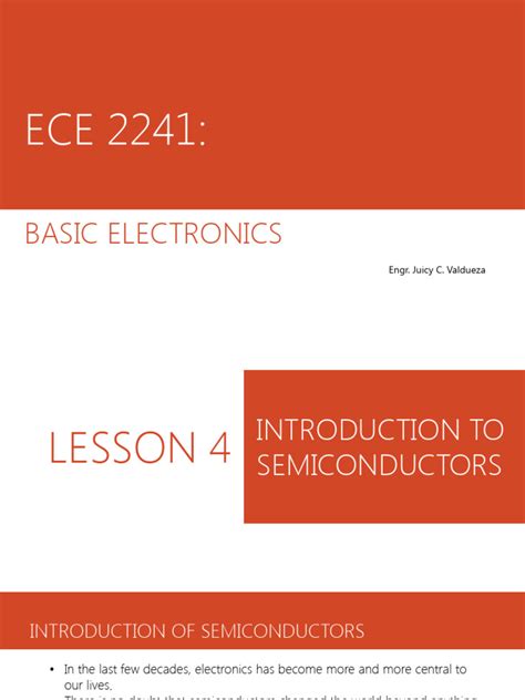 Lesson 4 Introduction Of Semiconductors Pdf Semiconductors