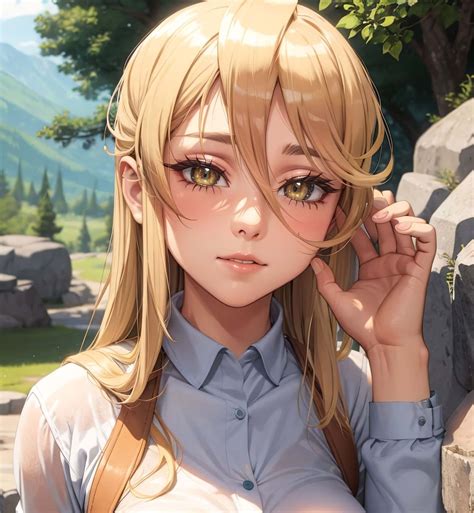 Download Blonde Anime Girl Summer Scenery Wallpaper