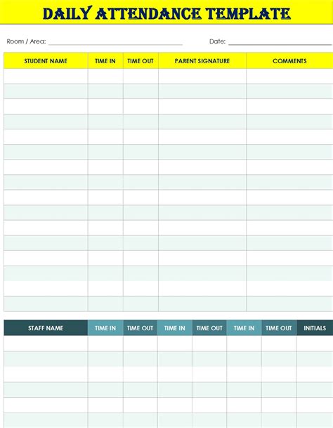 Daily Attendance Report Template Free Report Templates
