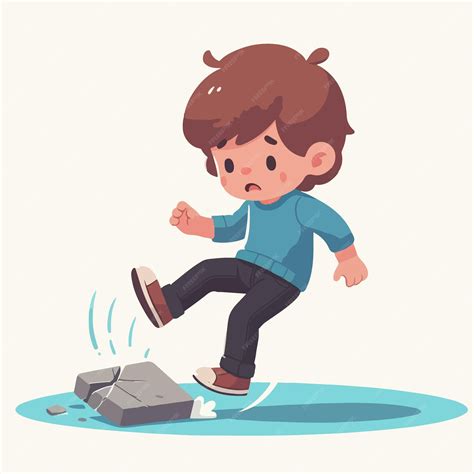Vector Of A Little Boy Stumbling Over A Stone Premium Ai Generated Vector