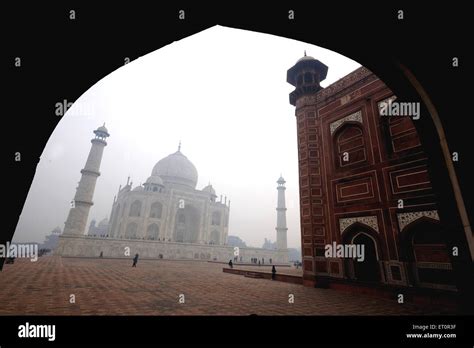 Taj Mahal From Arch Of Mosque Agra Uttar Pradesh India Stock
