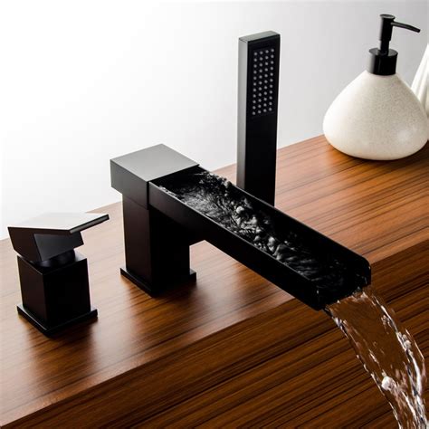 Luxury Mero 1 Handle Deck Mount Waterfall Roman Tub Filler Faucet With