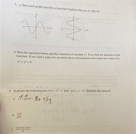Solved 5 A Does Each Graph Specifies A Function Explain