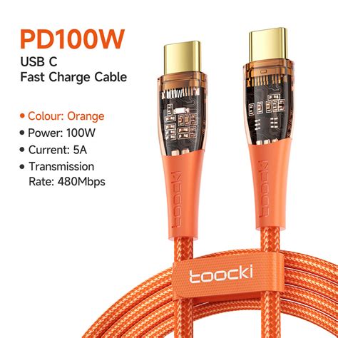 Toocki 60w100w Fast Charging Type C To Type C Cable 3a5a Quick