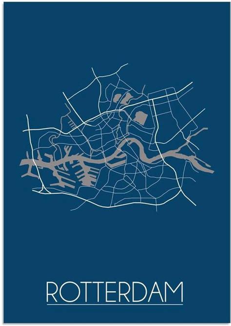 DesignClaud Plattegrond Rotterdam Stadskaart Poster Wanddecoratie