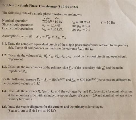 Solved Problem 1 Single Phase Transformer 5 10 4 9 4 32 Chegg Com