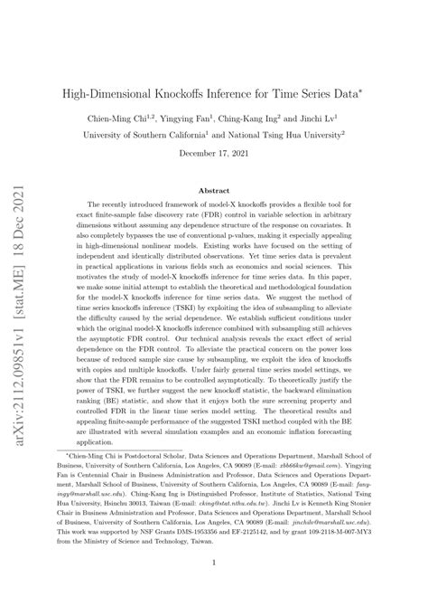 pdf high dimensional knockoffs inference for time series data