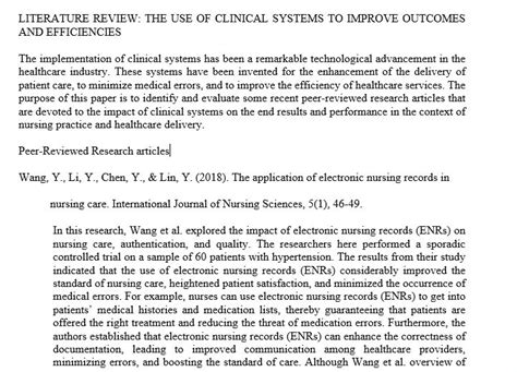 Solution Nurs 6051n Week 8 Assignment Literature Review The Use Of Clinical Systems To