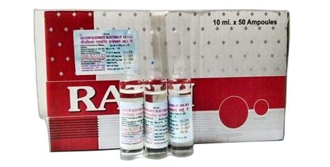 Calcium Gluconate Injection I P Packaging Type Box Packaging Size ML X At Rs