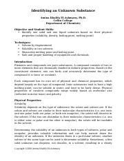 Identifying An Unknown Substance 2020 UpdatedTable Doc Identifying An Unknown Substance Amina
