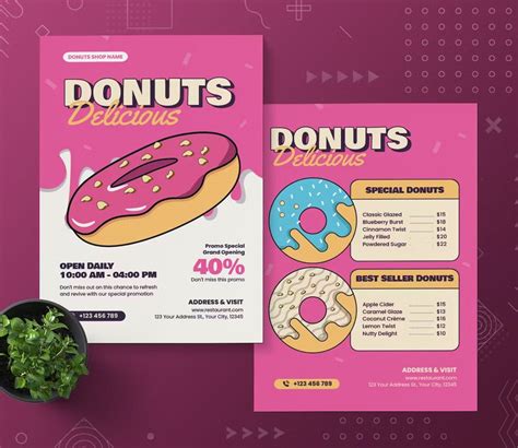 Donut Menu Template Ideias De Design Ideias Simples De Artesanato Mídias Sociais