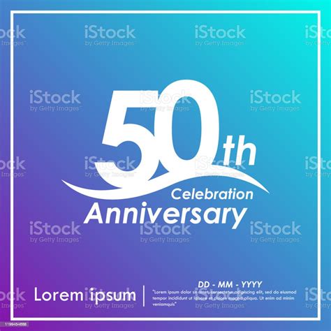 紫色和藍色背景50周年慶典標誌用於摺頁冊傳單雜誌摺頁冊海報網頁邀請函或賀卡的向量插圖範本設計向量圖形及更多五十週年紀念圖片 Istock