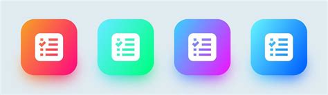 List Solid Icon In Square Gradient Colors Checklist Signs Vector