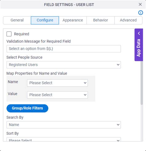User List Form Control