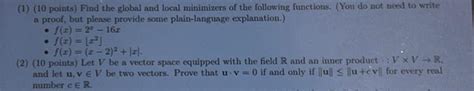 Solved 1 10 Points Find The Global And Local Minimizers