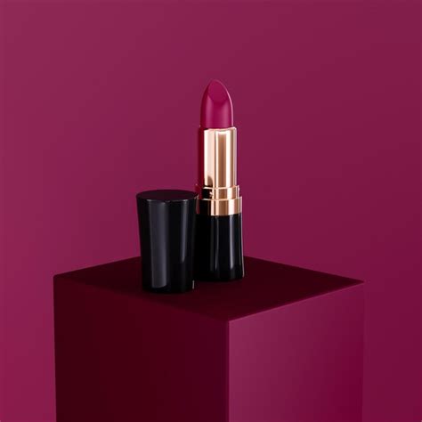 Premium Photo Premium Deep Red Lipstick Product On Square Stage