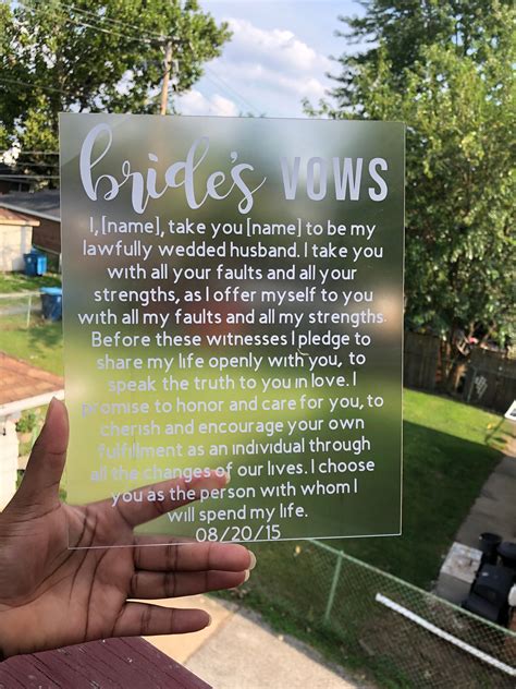 Wedding Vows Plaque Brides Vow Plaque Grooms Etsy