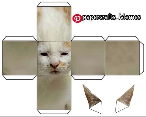 Paper Craft Fácil De Recortar Meme De Gato Con Sus Orejas Se Puede Pegar Con Cintapegamento O