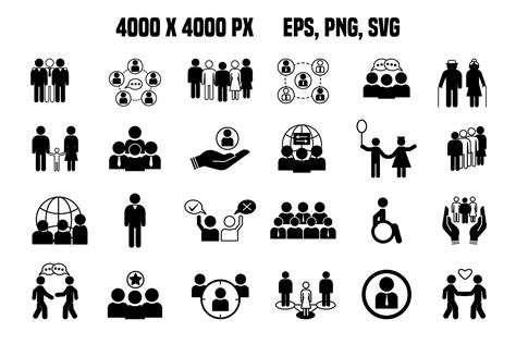 Black Set Of People Icons Graphic By Yulidor · Creative Fabrica