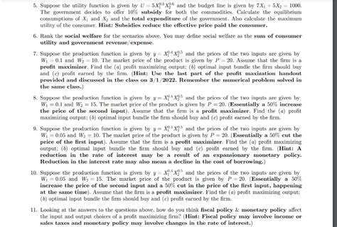 Solved Suppose The Utility Function Is Given By U X Chegg