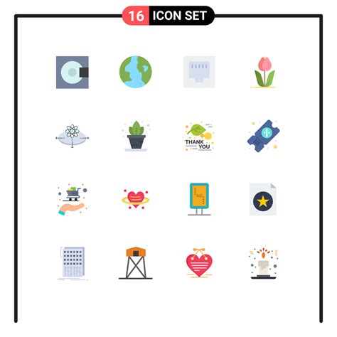 Editable Vector Line Pack Of 16 Simple Flat Colors Of Concept Rose Cable Nature Floral Editable