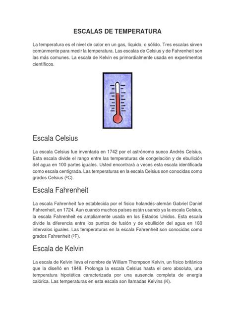 Tabla De Escala Celsius A Fahrenheit